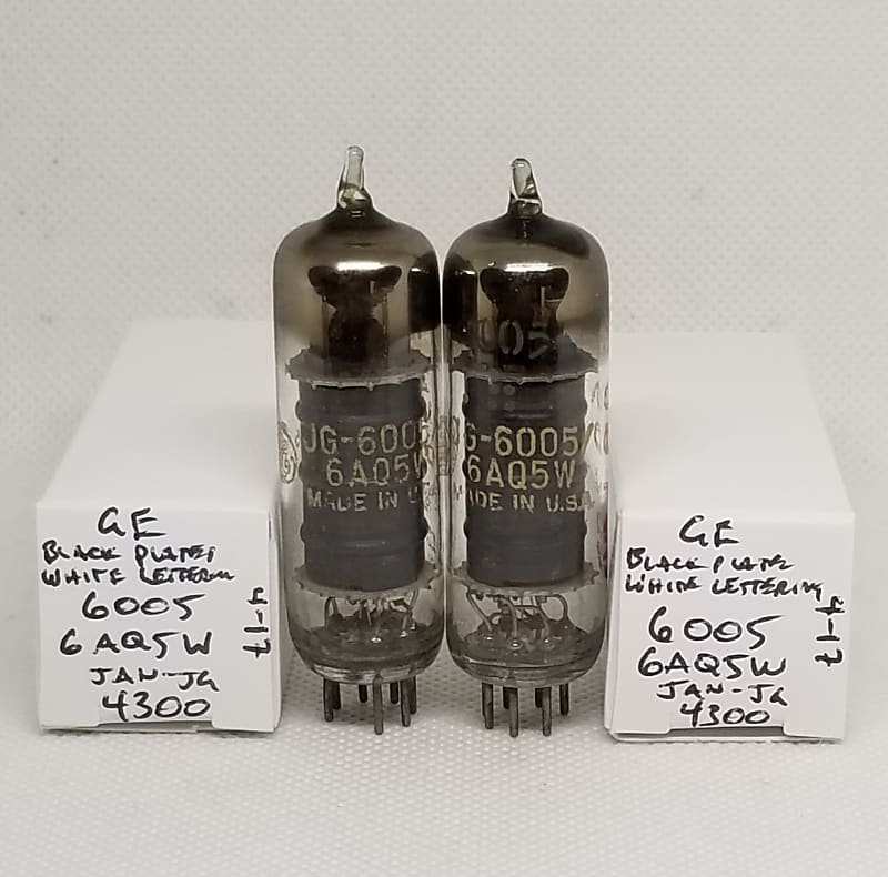 GE JAN 6005 / 6AQ5W Black Plate Perfectly Matched Pair NOS | Reverb