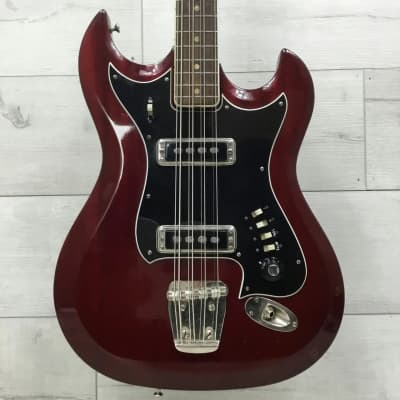 RARE 1968 Ampeg SSUB-1 unfretted/fretless SSB Cherry Red | Reverb