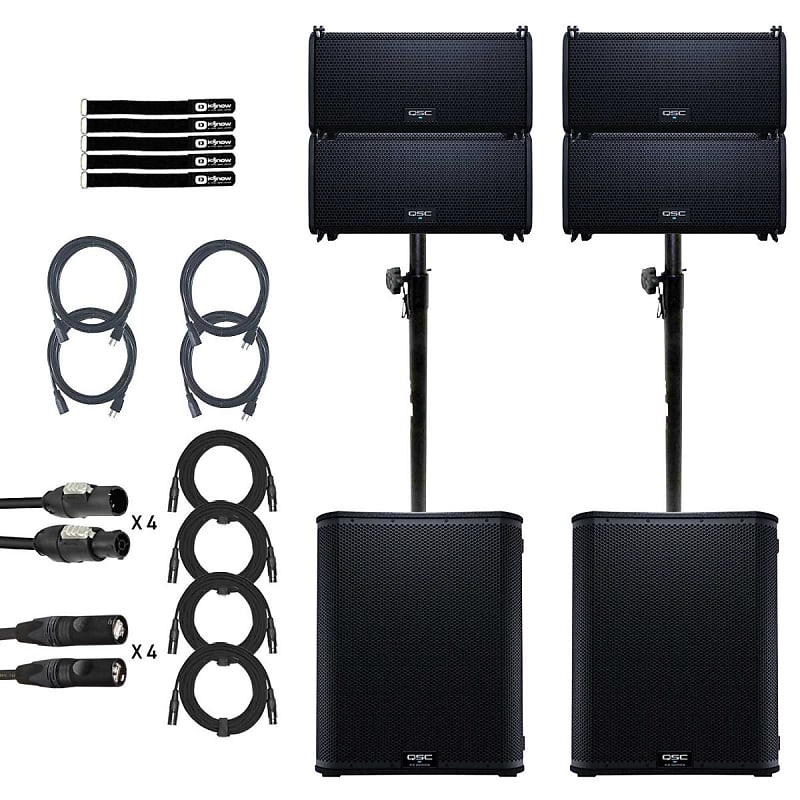 QSC LA108 8" Active Line Array Speakers 4 Pack w KS118 18" | Reverb