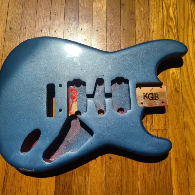 Kalfas Guitar Stratocaster Body Reliced Metallic Blue Lacquer | Reverb