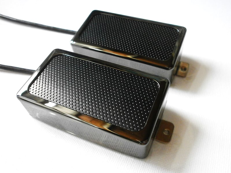 Humbucker Pickups SET BLACK CHROME / BLACK FOIL PAF Q Pickups | Reverb