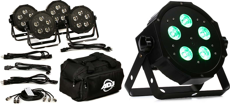 ADJ Mega Flat Hex Pak 4x RGBWA+UV Par Package with Cables and | Reverb