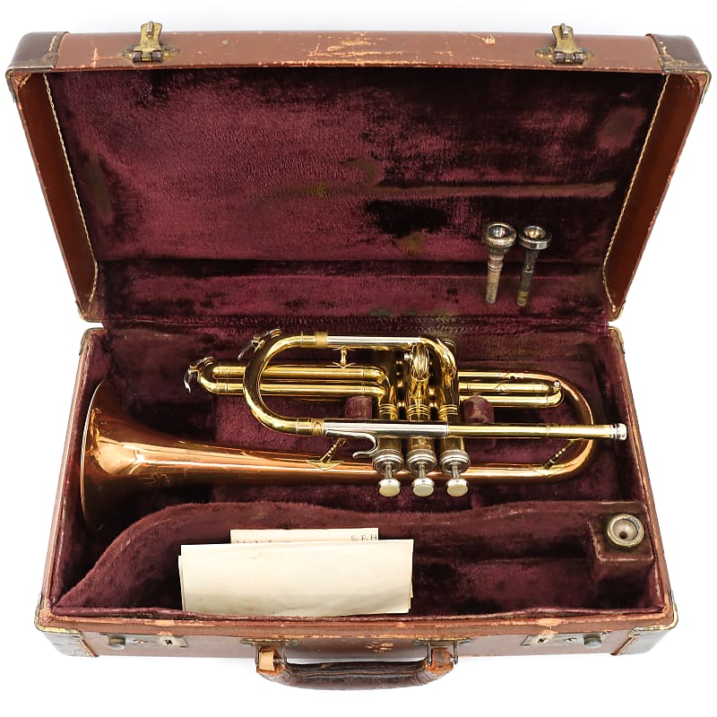 Conn VINTAGE DIRECTOR 1956 TRI-COLOR BRASS CORNET MADE IN USA | Reverb