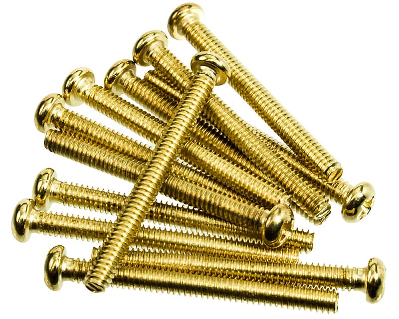 12 Pack of Humbucker Pickup Mounting Screws Gold Finish | Reverb