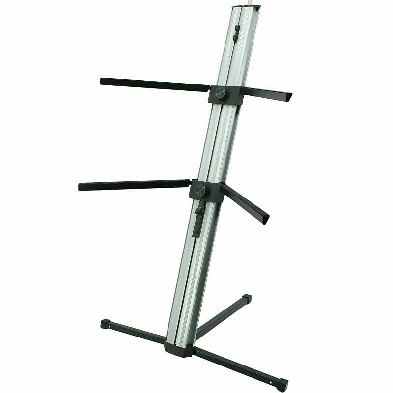 MR DJ KS1000 PRO Silver 2-Tier Column Keyboard Stand W 5/8" | Reverb