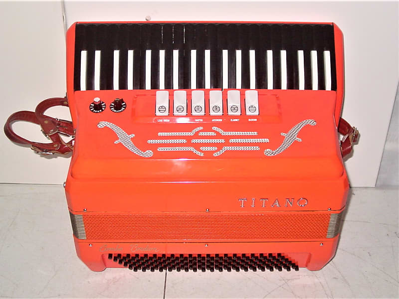 Titano Tiger Piano Accordion Combo 'Cordion 1964 Bright Red | Reverb