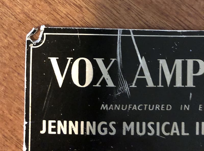 Vox AC30 1963 Black Serial Number Plate | Reverb