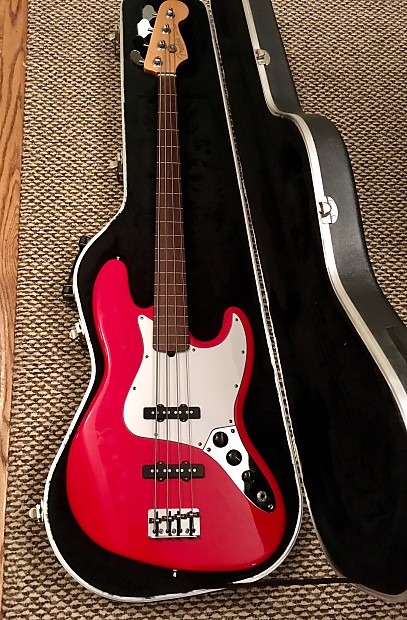 Fender American Standard Jazz Bass Fretless Fiesta Red | Reverb