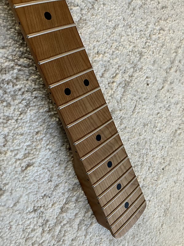 Warmoth CBS Stratocaster Neck Roasted Flamed Maple & Reversed | Reverb