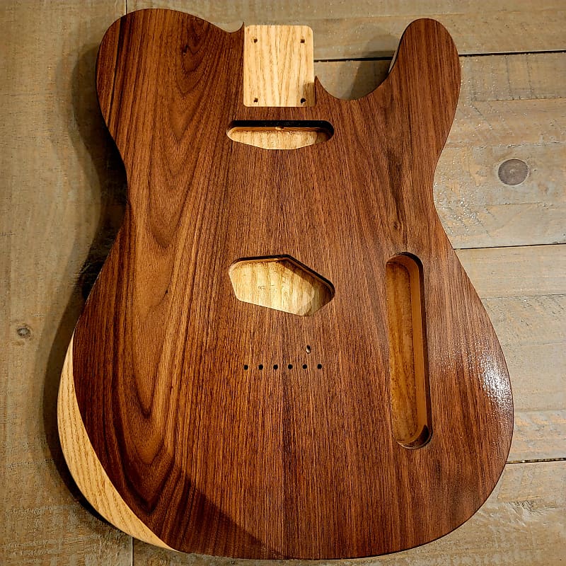 T-Style Guitar Body, Walnut on Ash | Reverb
