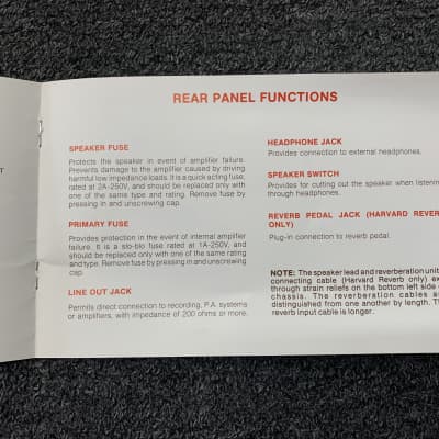 Fender Harvard & Harvard Reverb Owners Manual Early 80’s | Reverb