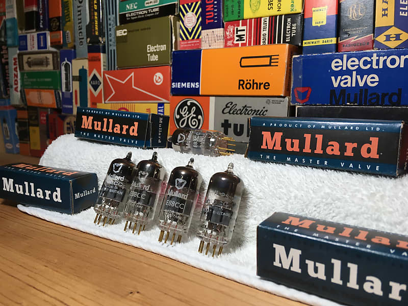 4x Revolver Mullard GtBritain Mitcham RCode GoldPin E88CC | Reverb