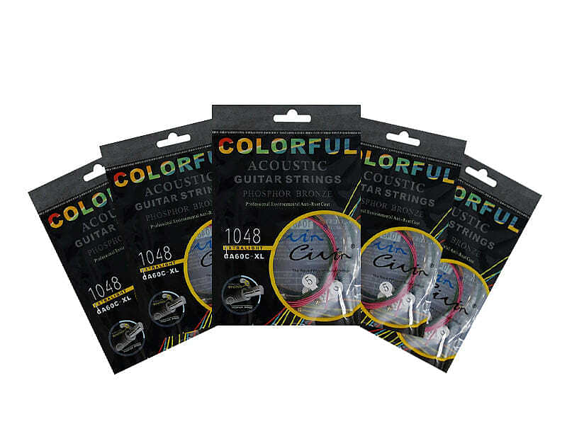 Freedom 10 Pack Coloured Acoustic Guitar Strings CA-60-L-10PK | Reverb