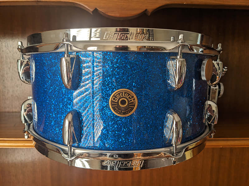 Gretsch USA 2022 Blue Glass, 7x14 Snare, 16 Lug, Micro Throw | Reverb
