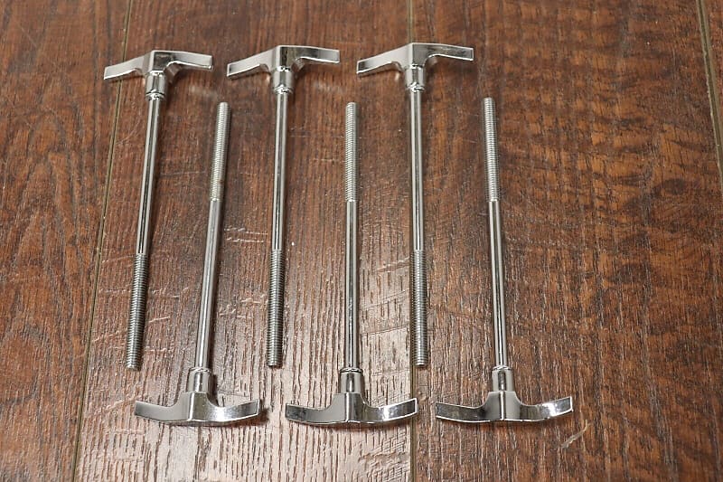 Percussion Plus 5.25" Bass Drum T Rods Chrome Vintage 6pk #1 | Reverb