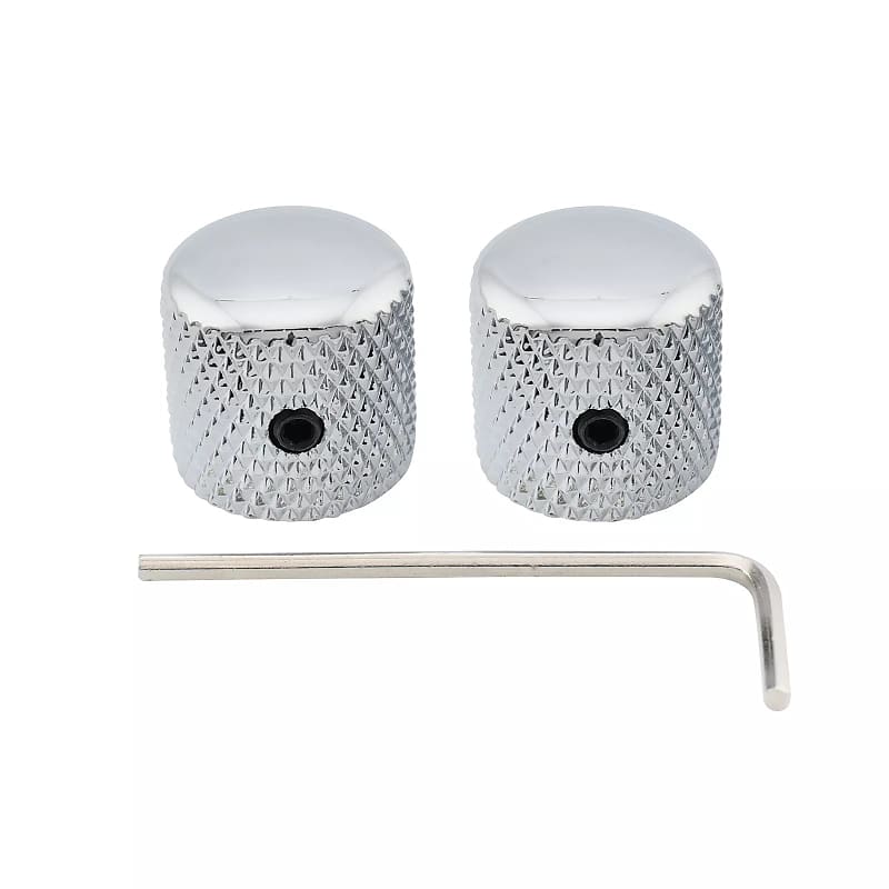 2Pcs Chrome 1/4" Steel Fine Knurled Dome Universal Guitar | Reverb
