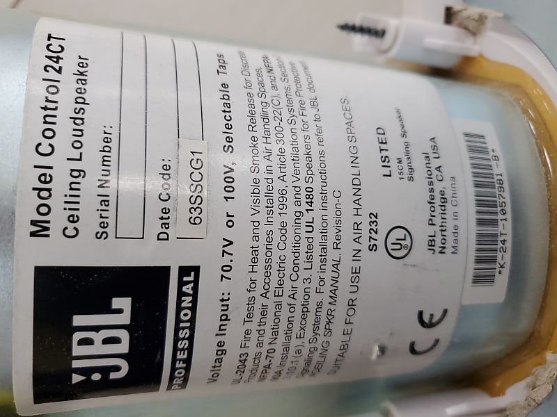 JBL Control 24CT 4" Ceiling Speakers- White | Reverb