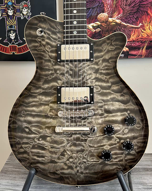 Grosh Guitars Set Neck - Charcoal Burst Quilt - Ebony Board | Reverb