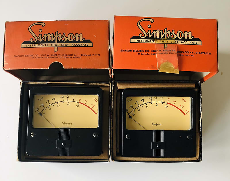 2 x 1950’s Simpson 142 VU meters for Collins RCA Langevin | Reverb