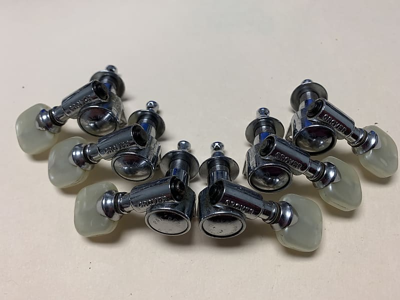 Grover Tuning Heads Pegs Set Milk Bottle Pearl Button Pat. | Reverb