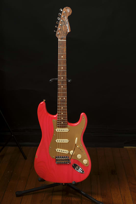 MJT/Warmoth Partscaster Strat - Transparent Fiesta Red, Texas | Reverb