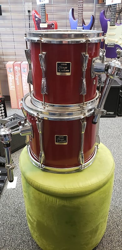 Yamaha Stage Custom 90s - 10x8 and 12x10 Rack Toms - Wine Red | Reverb