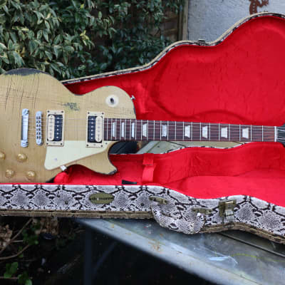 Gibson Les Paul gold top superb relic and mock snakeskin | Reverb UK