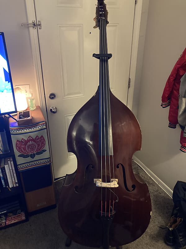 Upright Bass 3/4 Size w/ pickup,case, bow and stand! | Reverb