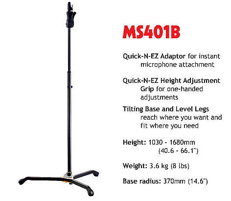 Hercules Mic Stand With EZ Height Adjustment And Tilting Base | Reverb