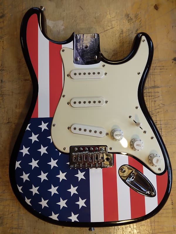 Loaded Stratocaster Clone Body, Custom American Flag Vinyl | Reverb