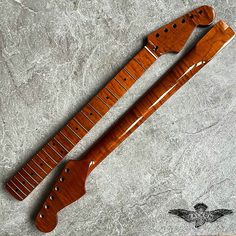 Strat electric guitar Neck Lion Flame Maple 21 fretboard | Reverb