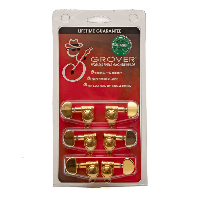 Grover - 502G - 18:1 Ratio Auto Locking Gold Tuning Machines | Reverb