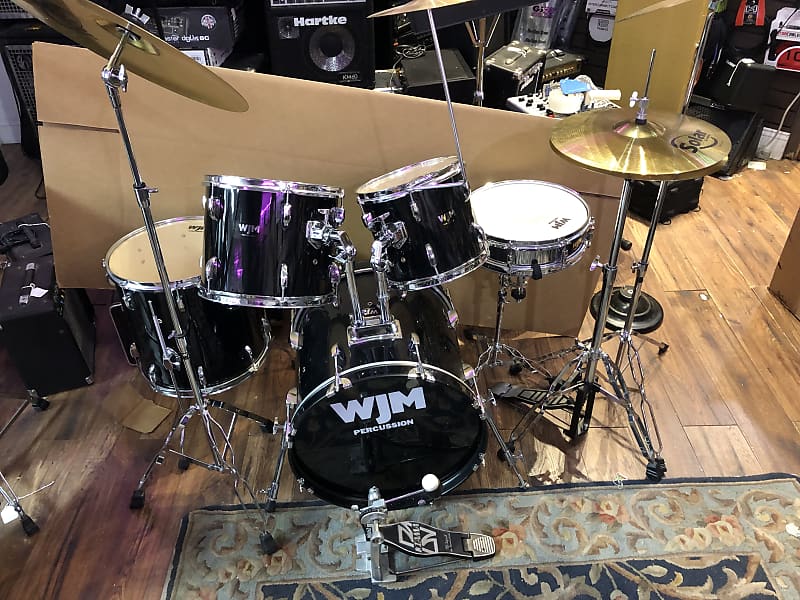 WJM 5 Piece Drumset with Solar Sabian Cymbals - Black | Reverb