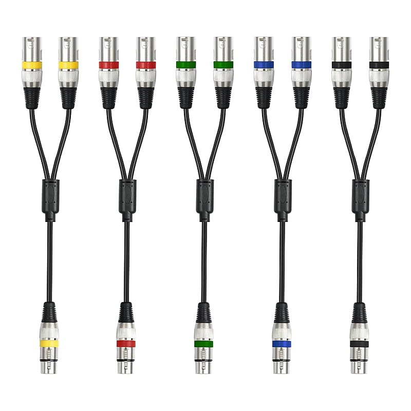 5Pack 5 Color 1.5FT XLR Female to Dual XLR Male Y Splitter | Reverb