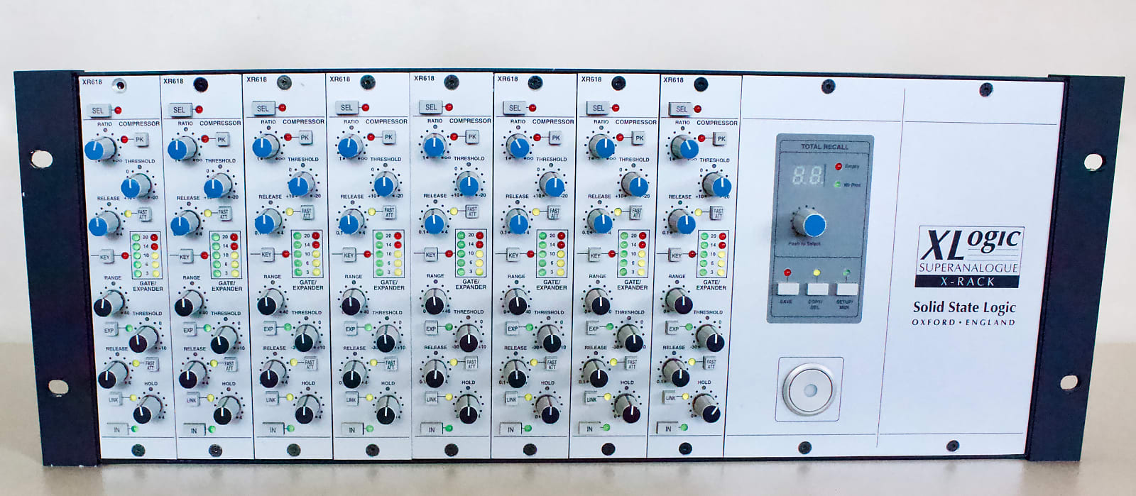 Solid State Logic X Rack Loaded With 8 Xr618 Dynamics Modules Reverb