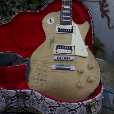 Gibson Les Paul gold top superb relic and mock snakeskin | Reverb UK