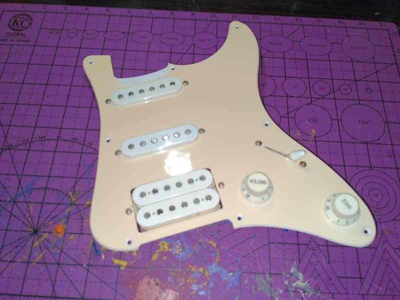 Loaded Strat Style Pickguard SSH Aged White | Reverb