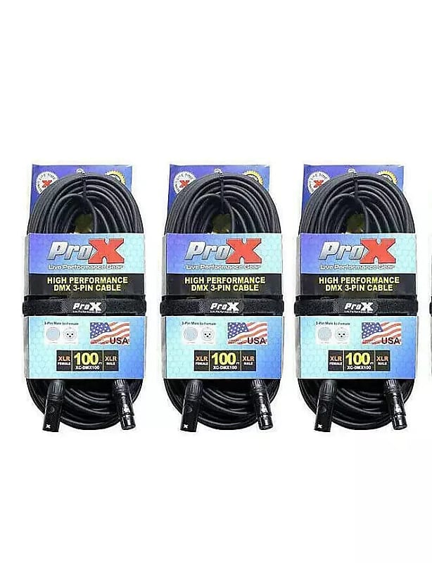 3 Prox DMX Data Cables 3 Pin 100 ft High Performance Lighting | Reverb