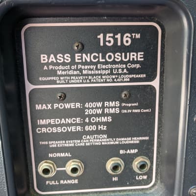 1989 Peavey 1516 ENC 400-Watt 4 Ohm 1x15, 2x8 Bass Speaker | Reverb