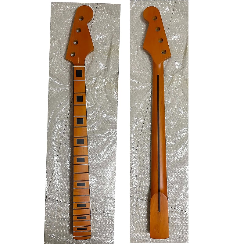20 Frets Glossy Orange Maple 4 String Bass Neck | Reverb
