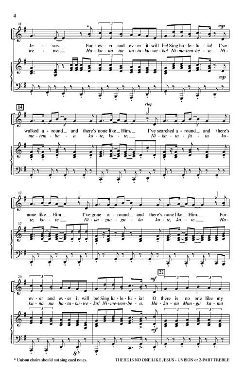 There Is No One Like Jesus Unison/2-Part Treble Traditional | Reverb