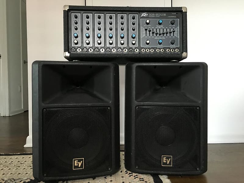 Peavey XR 600B Mixer Amp and Pair of EV Stage 200 Speakers | Reverb