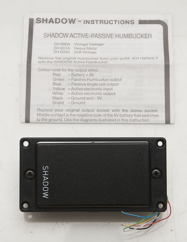 Shadow Active/passive Pickup Black | Reverb
