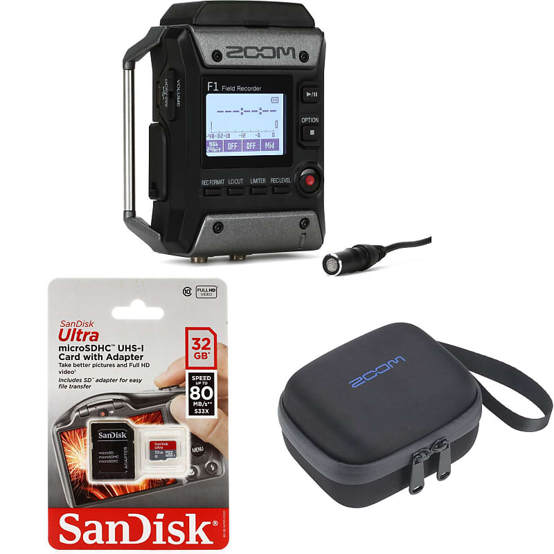 Zoom F1-LP Field Recorder and Lavalier Microphone with Case | Reverb