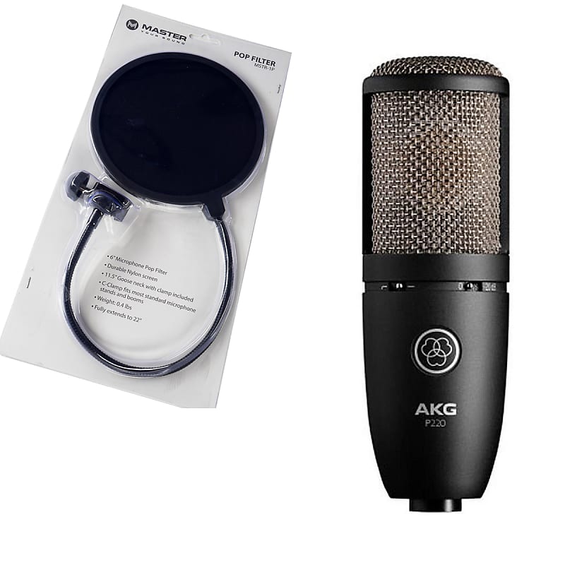 AKG P220 True Condenser Microphone w/ Pop Filter | Reverb