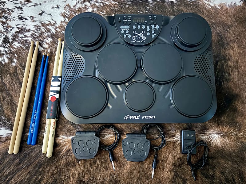 Pyle PTED01 Electronic Compact Tabletop Digital Drum Set | Reverb