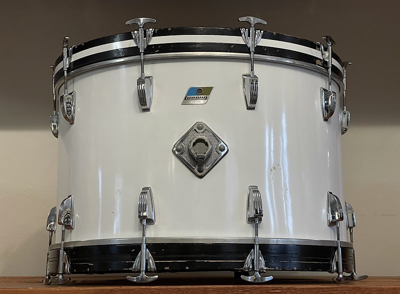 1970's Ludwig 24" White Cortex Bass Drum 3-Ply 14x24 | Reverb
