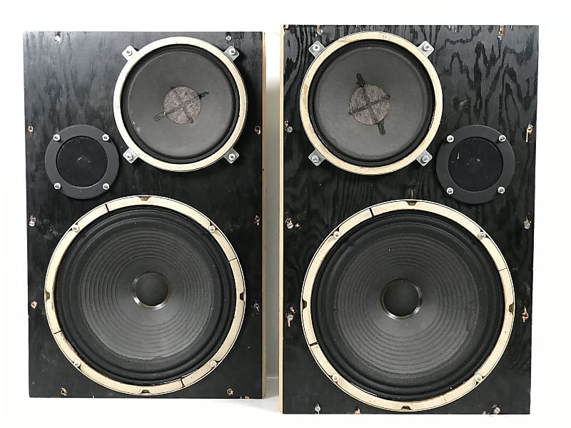 Ampex Console Speaker Set Pair 12" Woofer, Midrange, Tweeter | Reverb