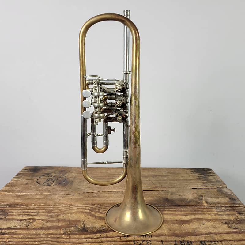 1920's Brass and nickel plate Rotary Valve Bb Trumpet | Reverb