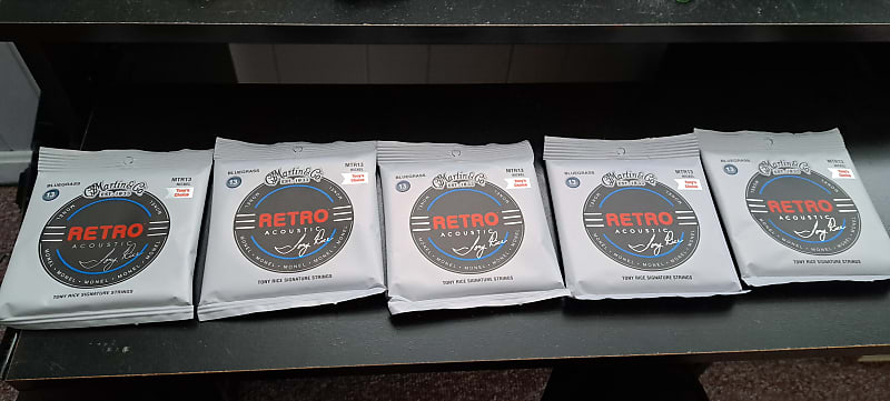 Martin Tony rice retro 13-56 bluegrass 5 pack - Monel, nickel | Reverb